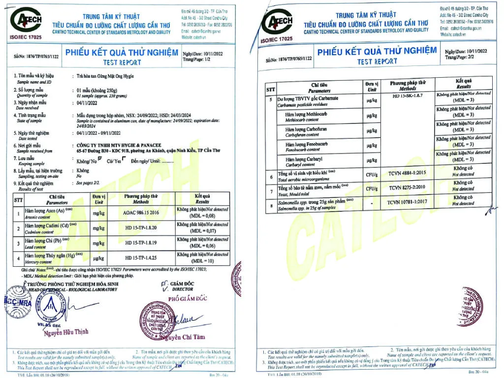 Test report and OCOP certificate of tea products - Dược Liệu Miền Tây