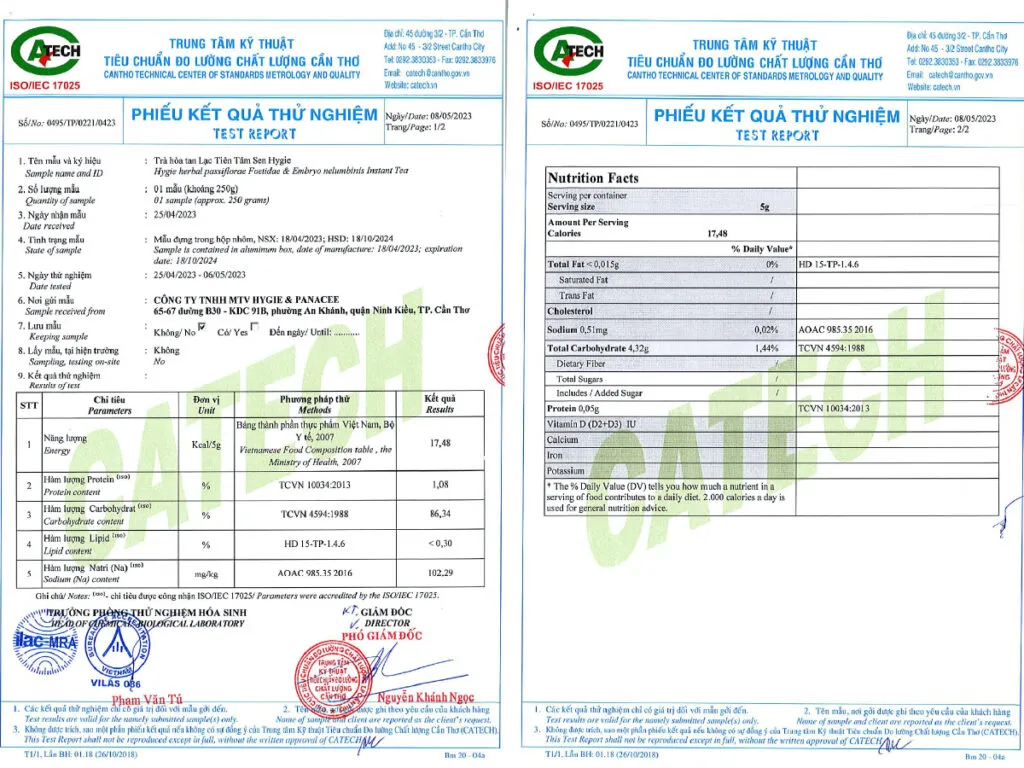 Test report and OCOP certificate of tea products - Dược Liệu Miền Tây